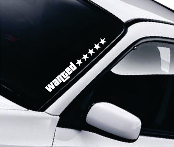 Wanted Five Stars V3 Car Decal Truck Window Windshield JDM Banner Stic ...