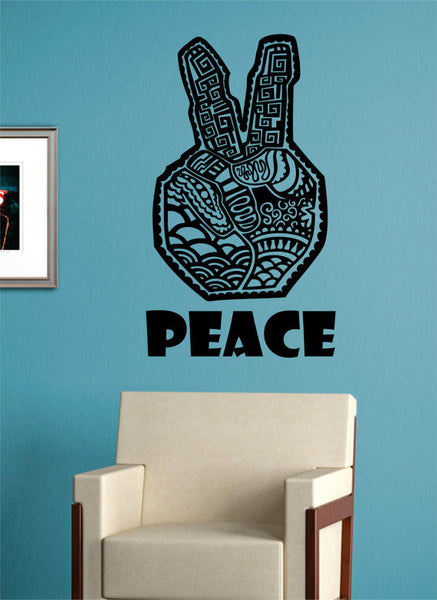 Peace Sign Hand Art Version 2 Design Decal Sticker Wall Vinyl Decor Ar ...
